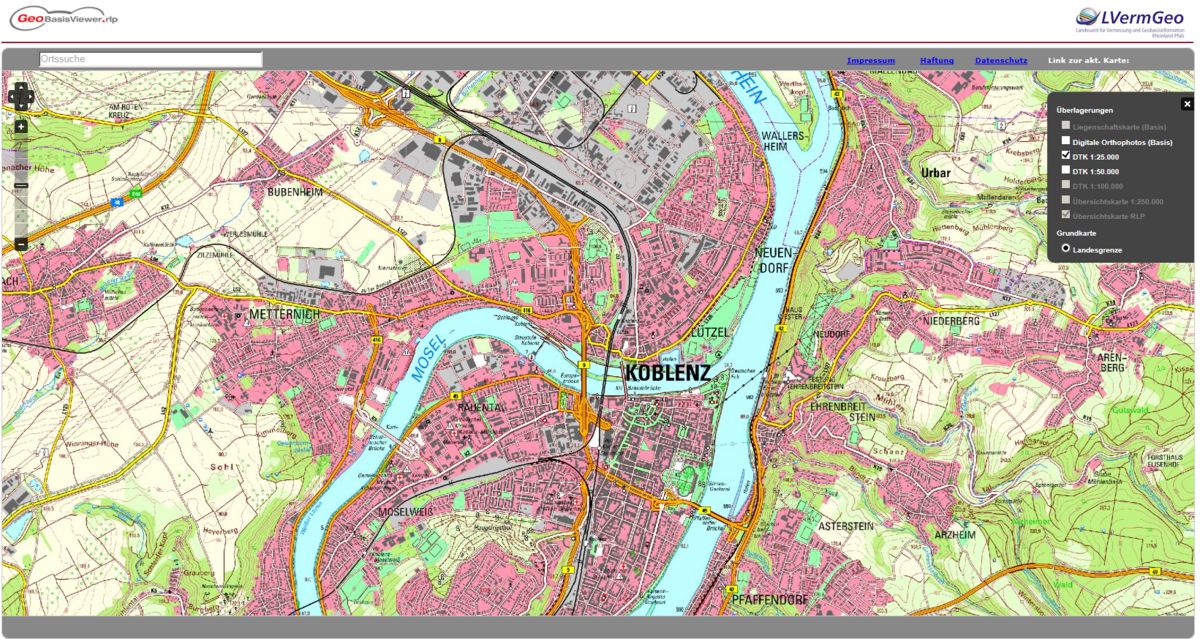 Geodaten für alle . Internetportal des Landes Rheinland-Pfalz